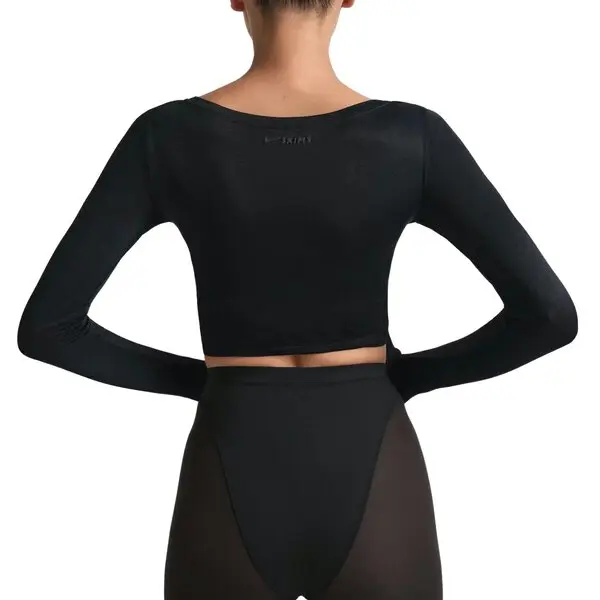 Nike X Skims Stretch Knit Wrap Long Sleeve Cropped Top