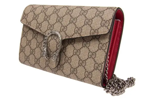 Gucci Dionysus Tiger Head Logo Canvas Chain Shoulder Bag - Camel