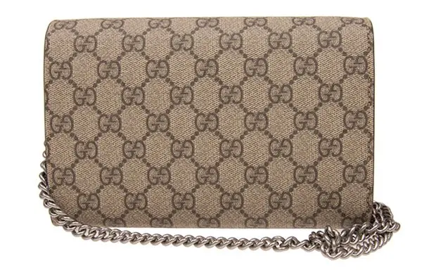 Gucci Dionysus Tiger Head Logo Canvas Chain Shoulder Bag - Camel