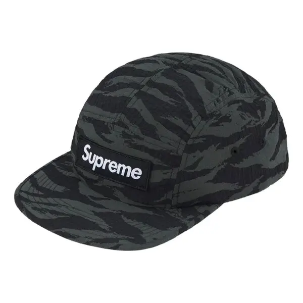 Supreme Ss26 Tiger Camo Ripstop Camp Cap - Black