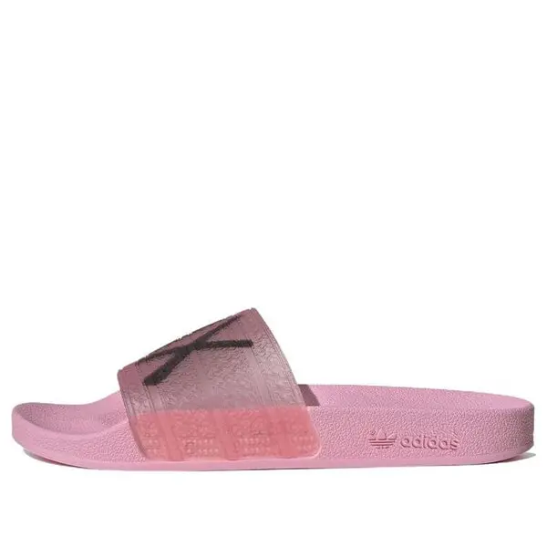 Adidas Adilette Slides With Graphic Detailing - Pink/black