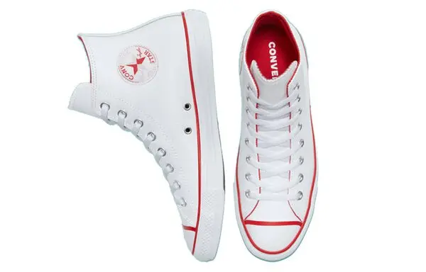 CONVERSE Chuck Taylor All Star Leather High Top Sneakers - Red/white
