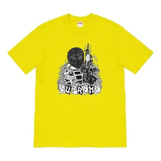Supreme Fw19 Week 7 Mercenary Tee Mercenaries Printing Short Sleeve - Yellow