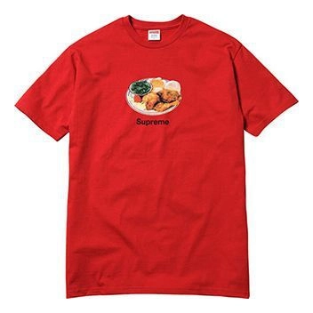 Supreme Ss18 Chicken Dinner Tee Food Printing Short Sleeve - Red