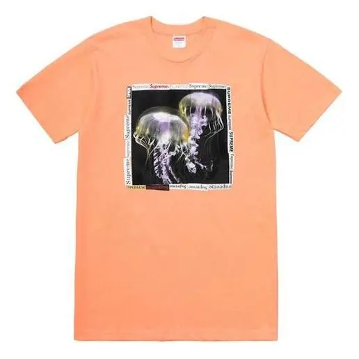 Supreme Ss18 Jellyfish Tee Peach Printing Short Sleeve - Pink