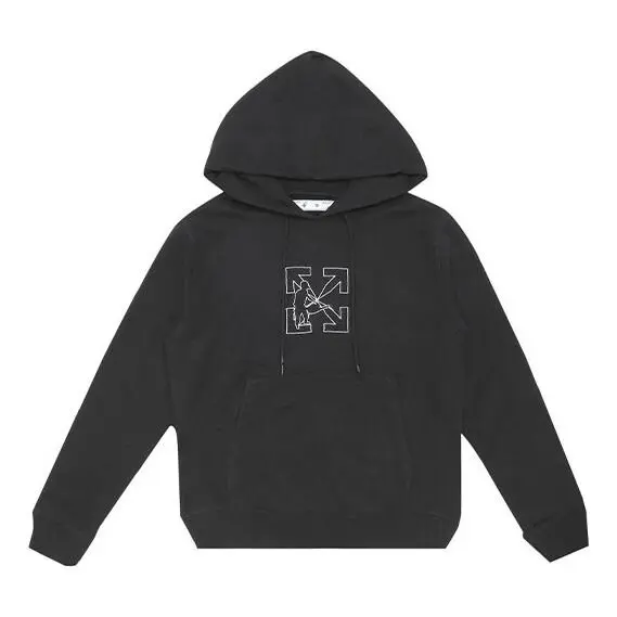 Off-White Embroidered Hooded Pullover - Black