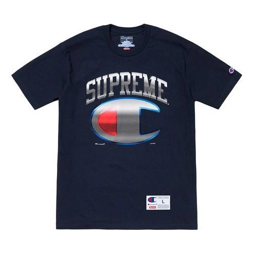 Supreme Ss19 X Champion Chrome S/s Top - Blue