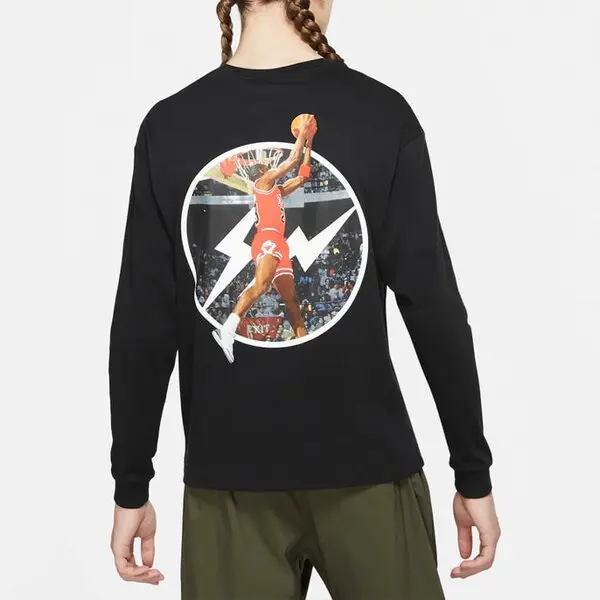 JORDAN X Fragment Design Collaboration Long Sleeve Crew Neck Pullover - Black