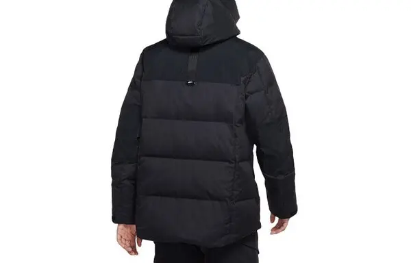 Nike Storm-fit City Series Logo Hooded Long Sleeves Solid Color Down Jacket Black