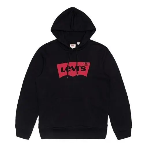 LEVI'S Logo Drawstring Hoodie - Black