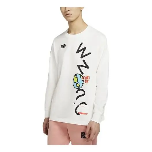 JORDAN Alphabet Printing Round Neck Long Sleeves - White