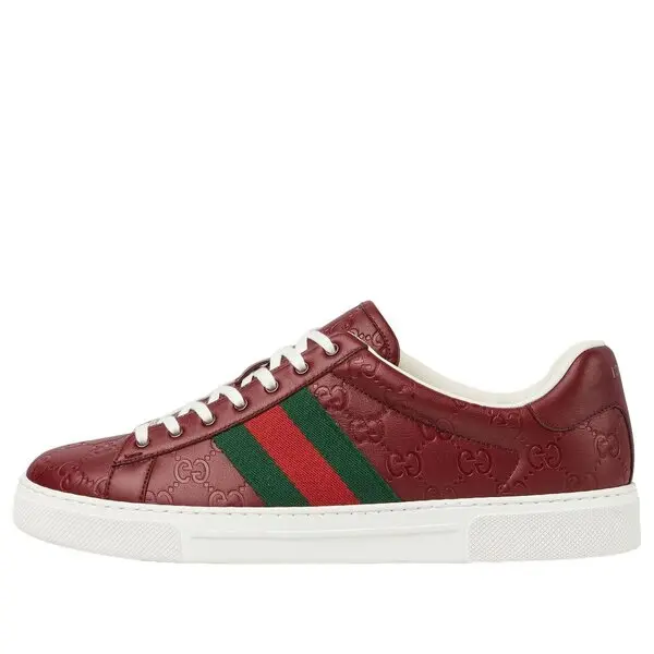Gucci Ace Leather Sneakers - Red Monogram