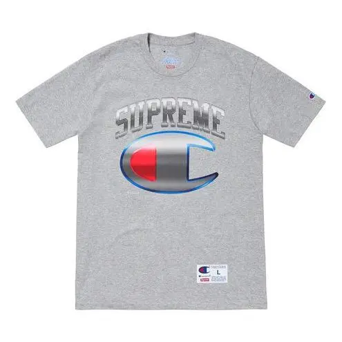 Supreme Ss19 X Champion Chrome S/s Top - Grey