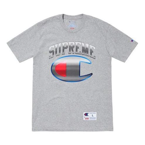 Supreme Ss19 X Champion Chrome S/s Top - Grey