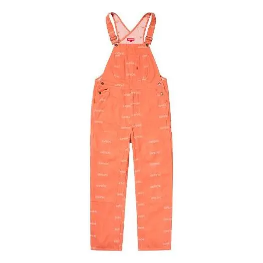 Supreme Logo Denim Overalls - Orange