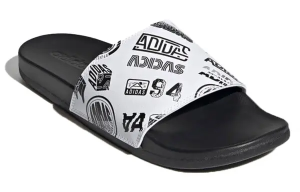 Adidas Adilette Comfort Slide All Over Logos - Black