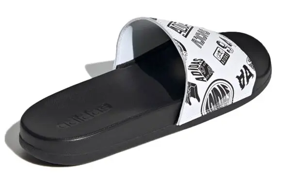 Adidas Adilette Comfort Slide All Over Logos - Black