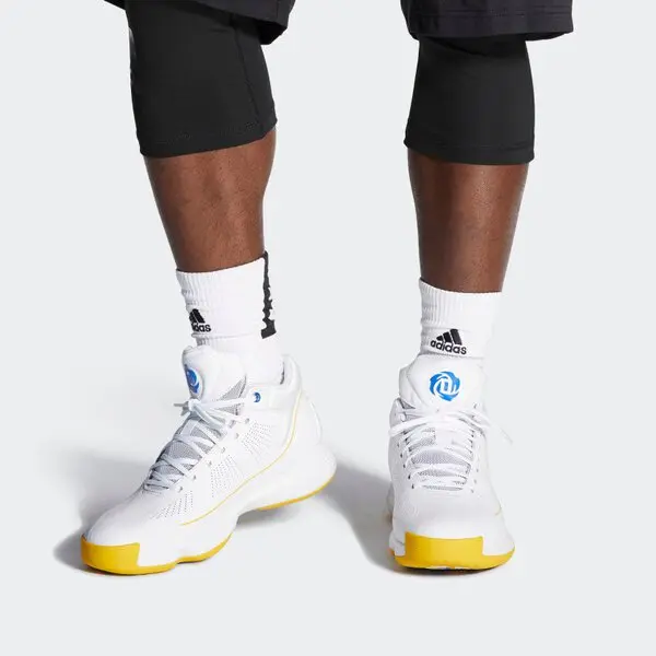 Adidas D Rose Mid Top Athletic Sneakers - White/orange