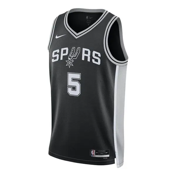 Nike Nba San Antonio Spurs Dri-fit Icon Edition Jersey Dejounte Murray 5 - Black/multi-color