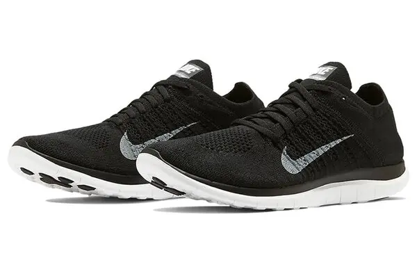 Nike Free 4.0 Flyknit Athletic Sneakers - Black/white-dark Grey