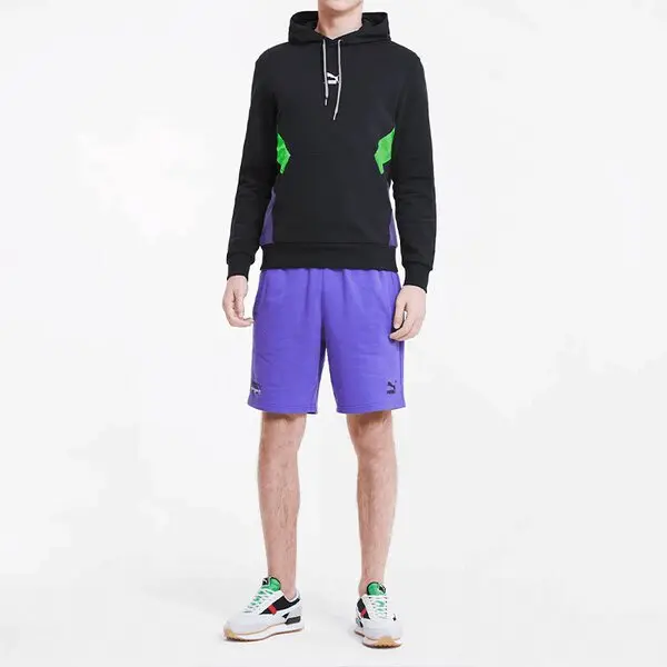PUMA Logo Printed Pullover Hooded Fleece