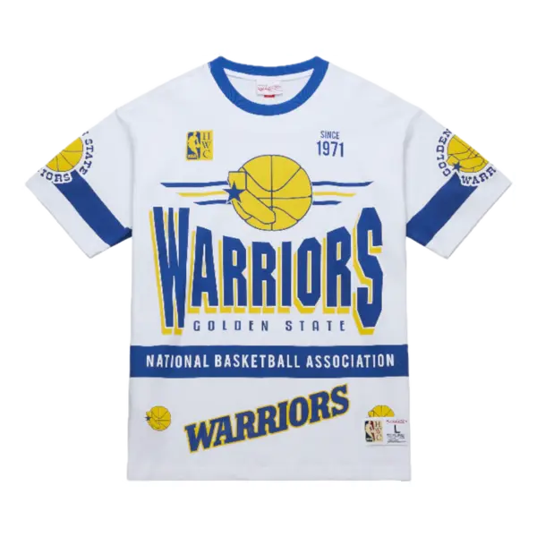 Mitchell & Ness Nba Origins Premium Vintage T-shirt 'golden State Warriors - White/blue