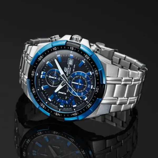 Casio Edifice Stainless Steel Link Strap Analog Watch - Black/blue