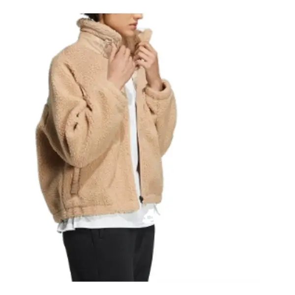 Adidas Fleece Zip-up Jacket With Stand Collar And Logo Detail
