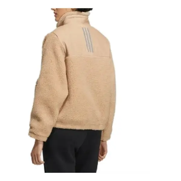 Adidas Fleece Zip-up Jacket With Stand Collar And Logo Detail