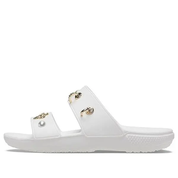 CROCS Embellished Slide Sandals - White