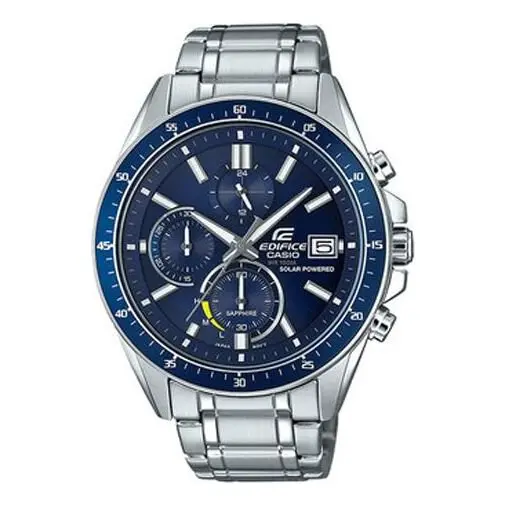 Casio Edifice Solar Powered Stainless Steel Chronograph Watch With Sapphire Crystal - Silver