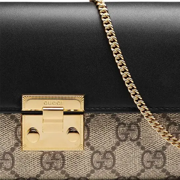 Gucci Padlock Chain Shoulder Bag In Metallic Logo Canvas
