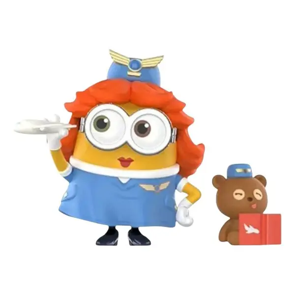 POP MART Minions Bedtime Stories Bob And Tim Figures Airplane Safety - Multi-color