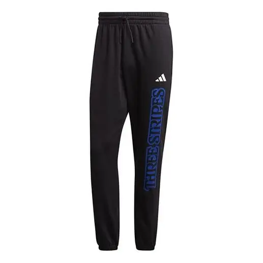 Adidas 3-stripes Graphic Logo Printing Casual Bundle Feet Sports Pants - Black