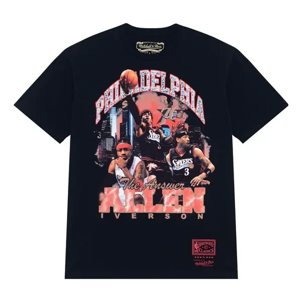 Mitchell & Ness X Nba Philadelphia 76ers Bling T-shirt 'allen Iverson - Black
