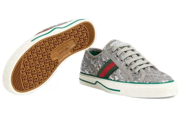 Gucci Tennis 1977 Sequin Sneakers - Silver/green/red