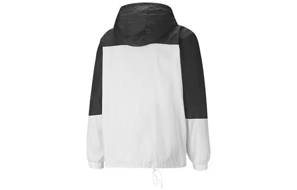 PUMA Mvp Colorblock Drawstring Hooded Woven Windbreaker Jacket - Black