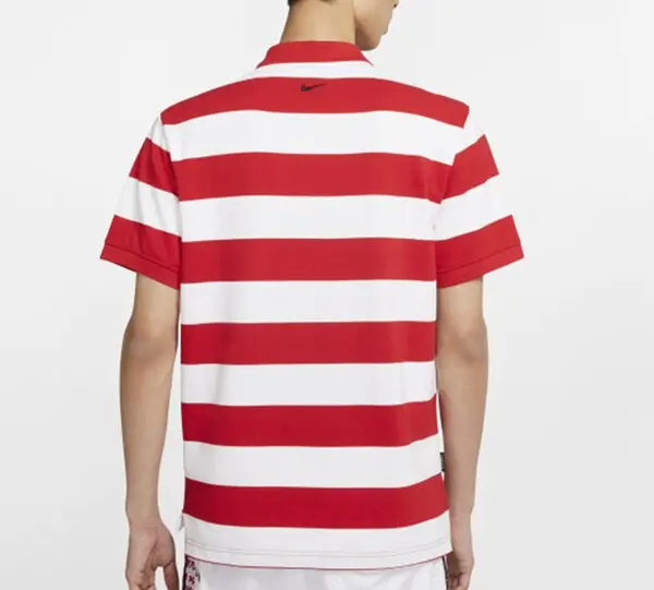 Nike Swoosh Stripe Short Sleeve Polo Red White