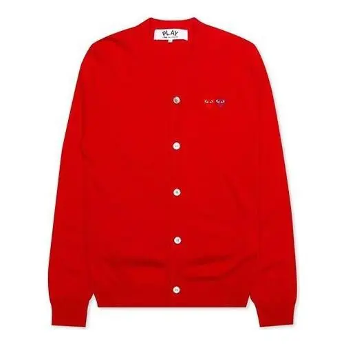 Play Comme Des Garcon Cardigan Double Emblem - Red