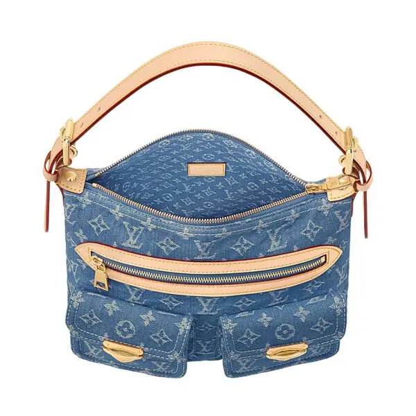 LOUIS VUITTON Monogram Denim Shoulder Bag - Bleu