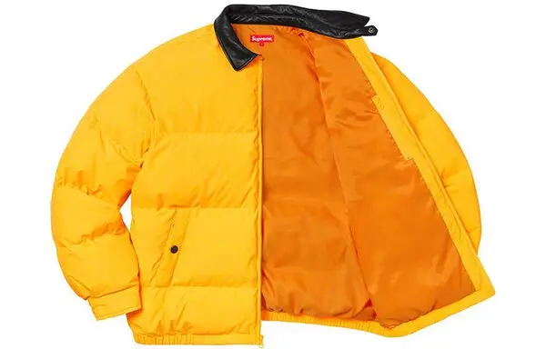Supreme Leather Collar Puffy Jacket