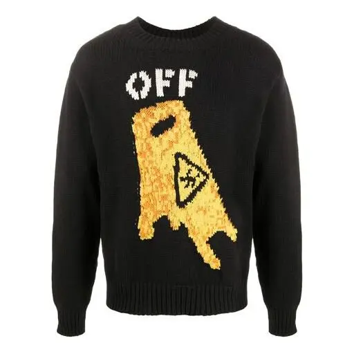 Off-White Wet Floor" Graphic Knit Sweater - Blackyellow