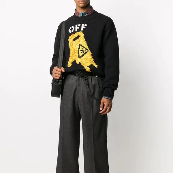 Off-White Wet Floor" Graphic Knit Sweater
