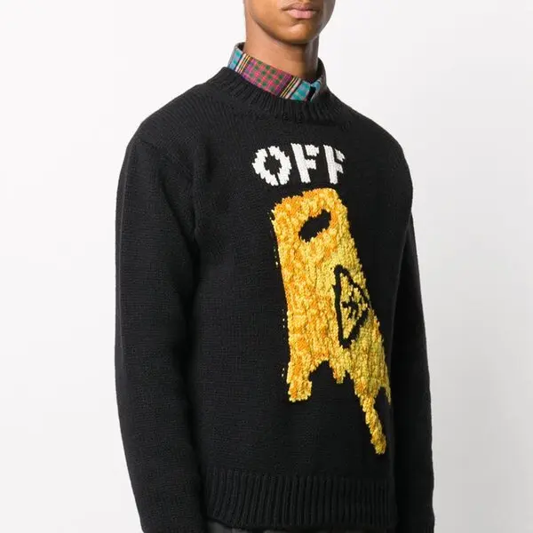 Off-White Wet Floor" Graphic Knit Sweater