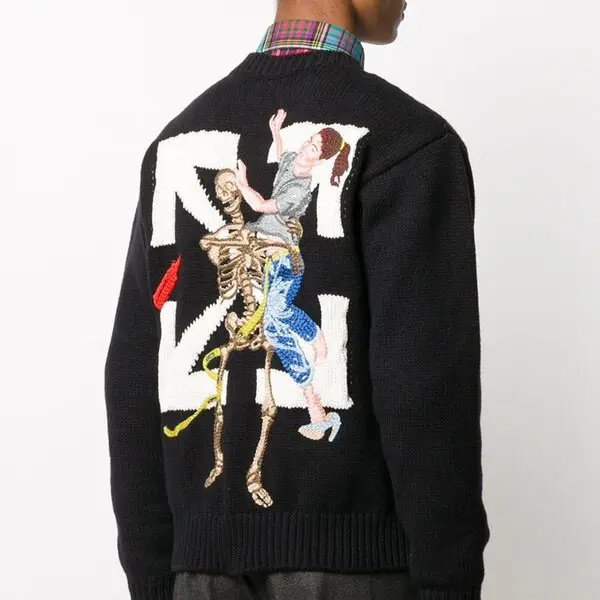 Off-White Wet Floor" Graphic Knit Sweater