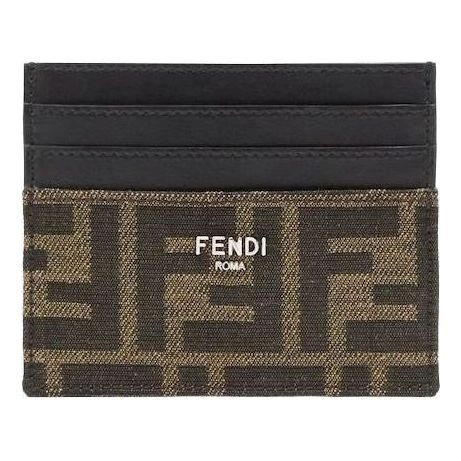 Fendi Ss26 Ff Jacquard Card Holder - Brown