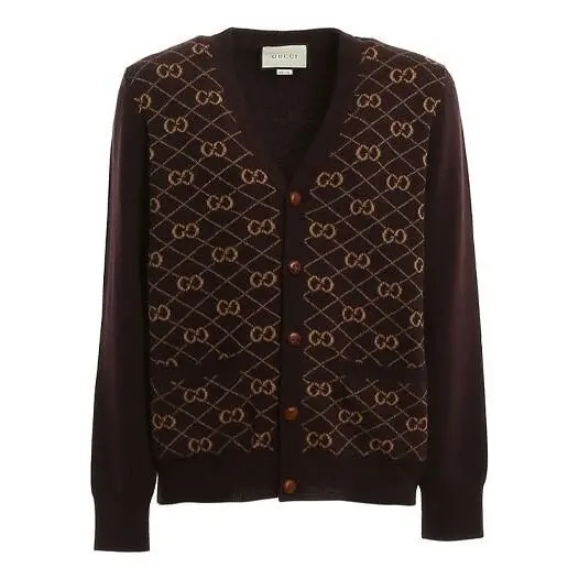 Gucci Gg Jacquard Alphabet Pattern Knitwear Cardigan