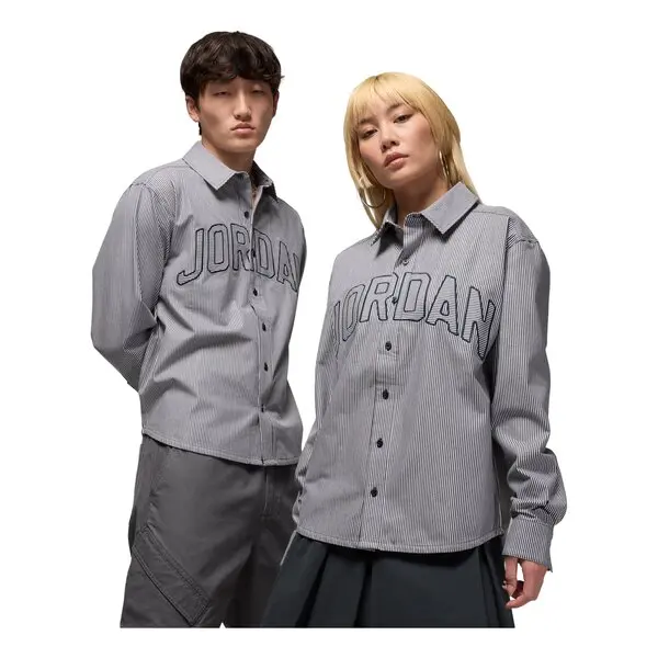 JORDAN Flight Oxford Long Sleeve 'obsidian White - Obsidian/white/obsidian