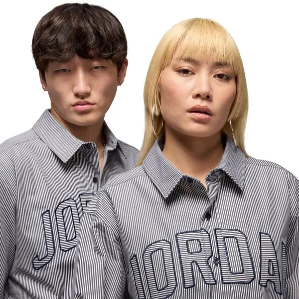 JORDAN Flight Oxford Long Sleeve 'obsidian White