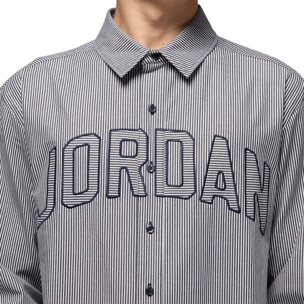 JORDAN Flight Oxford Long Sleeve 'obsidian White